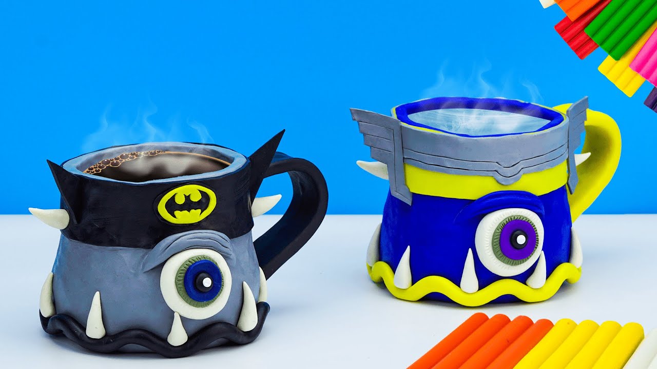 DIY Glass mixed Superheroes Thor and Batman with clay 🧟 Polymer Clay ...
