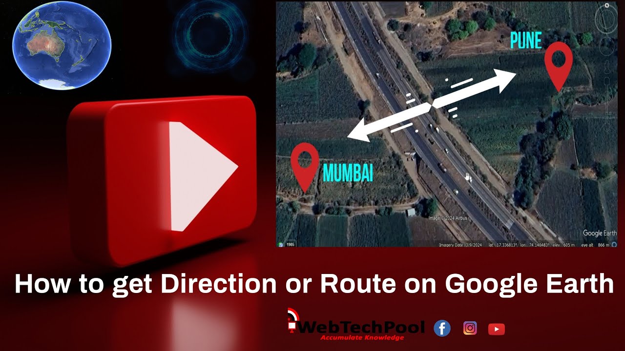 How to get Direction or Route on Google Earth between locations | Hindi ...