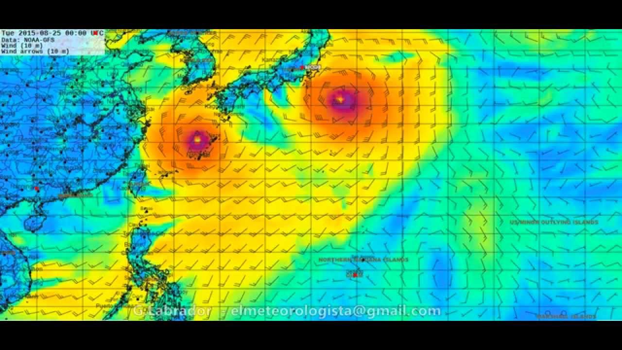 TYPHOONS Goni & Atsani August 17 to 25 - YouTube