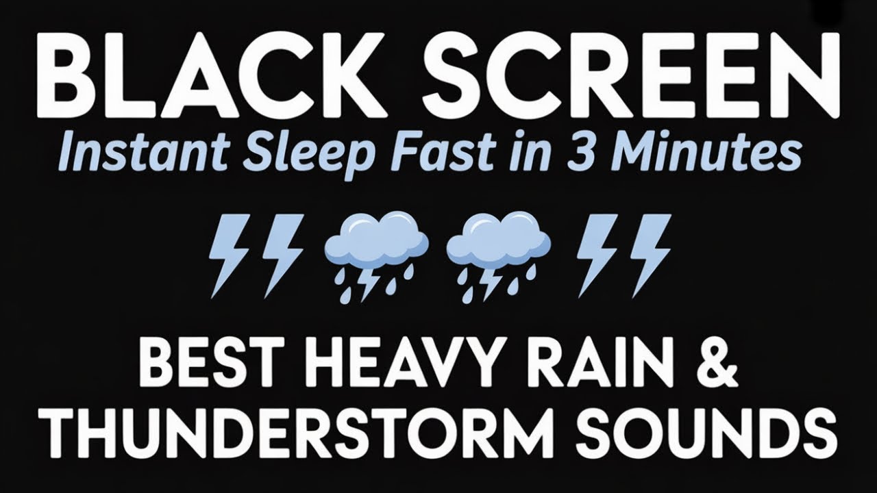 Night Rain & Thunder Sounds for Sleeping Black Screen | Relaxing White ...