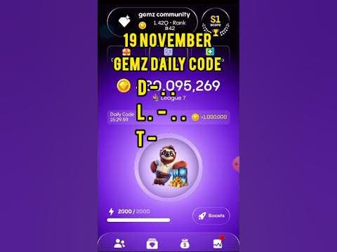 Today's Gemz daily code | gemz daily code 19-20 November | 19-20 November gemz Combo cards - YouTube