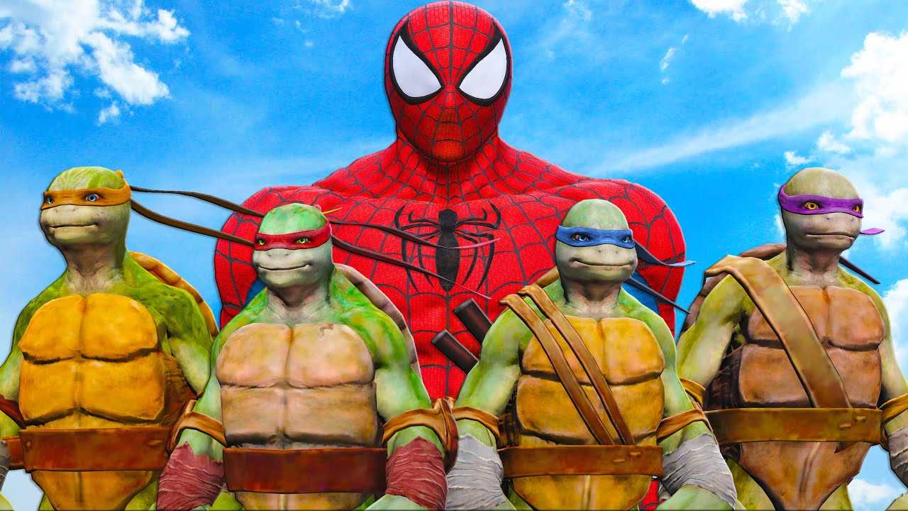 SPIDERMAN MUSCLE vs TEENAGE MUTANT NINJA TURTLES - YouTube