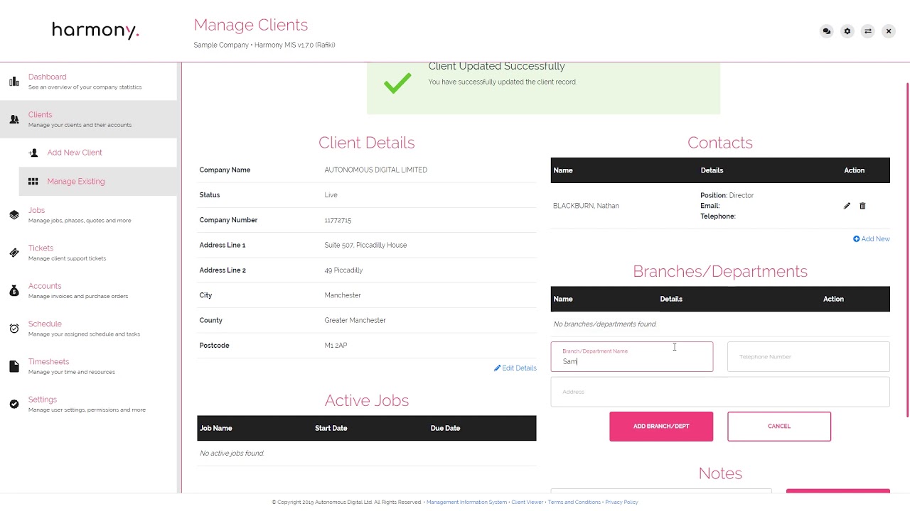 Client Management - Harmony MIS - YouTube