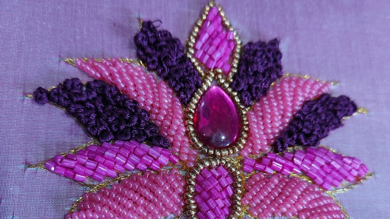 How to make Aari work Lotus hanging making video for beginners in Tamil ...