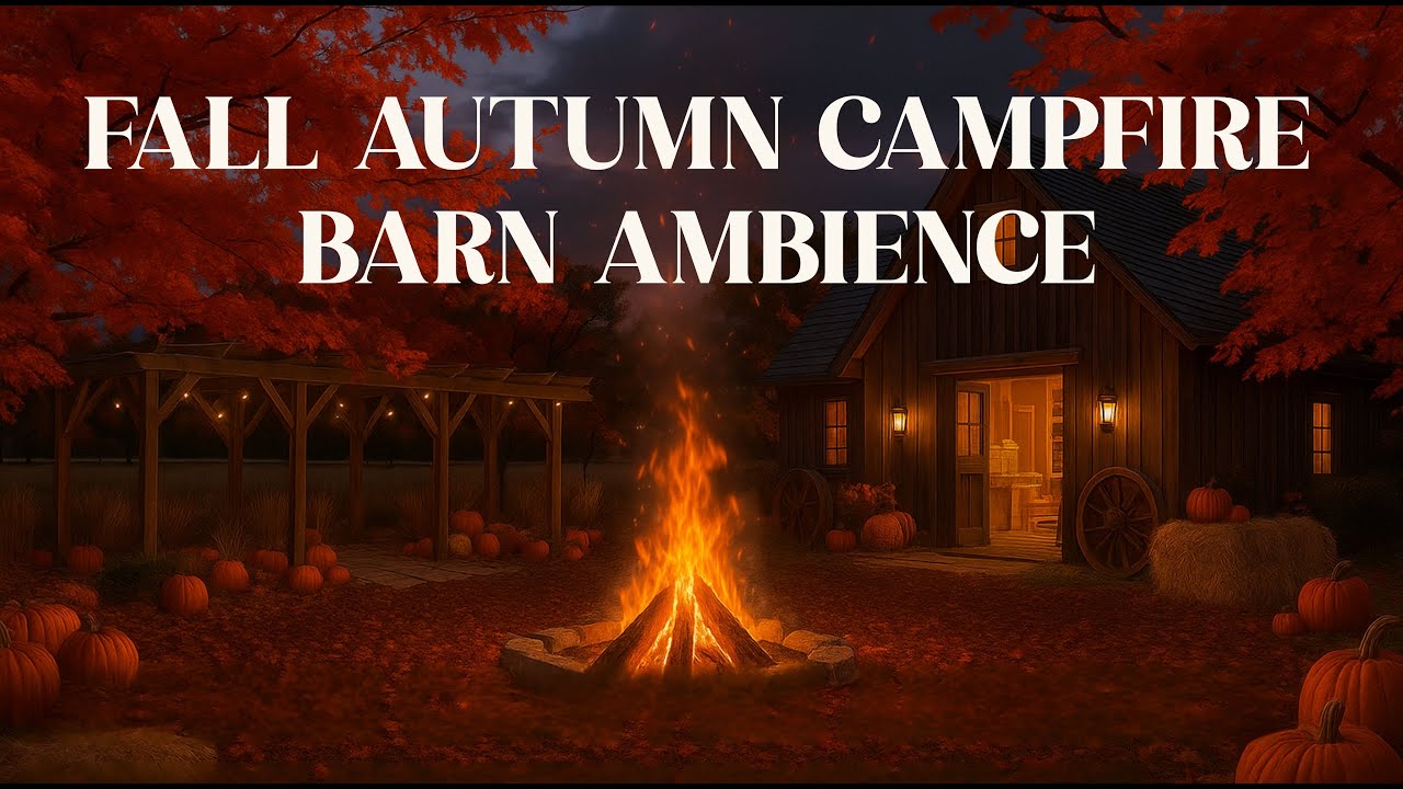 Autumn Campfire Ambience Cozy Fall Night with Crackling Fire, Pumpkins ...
