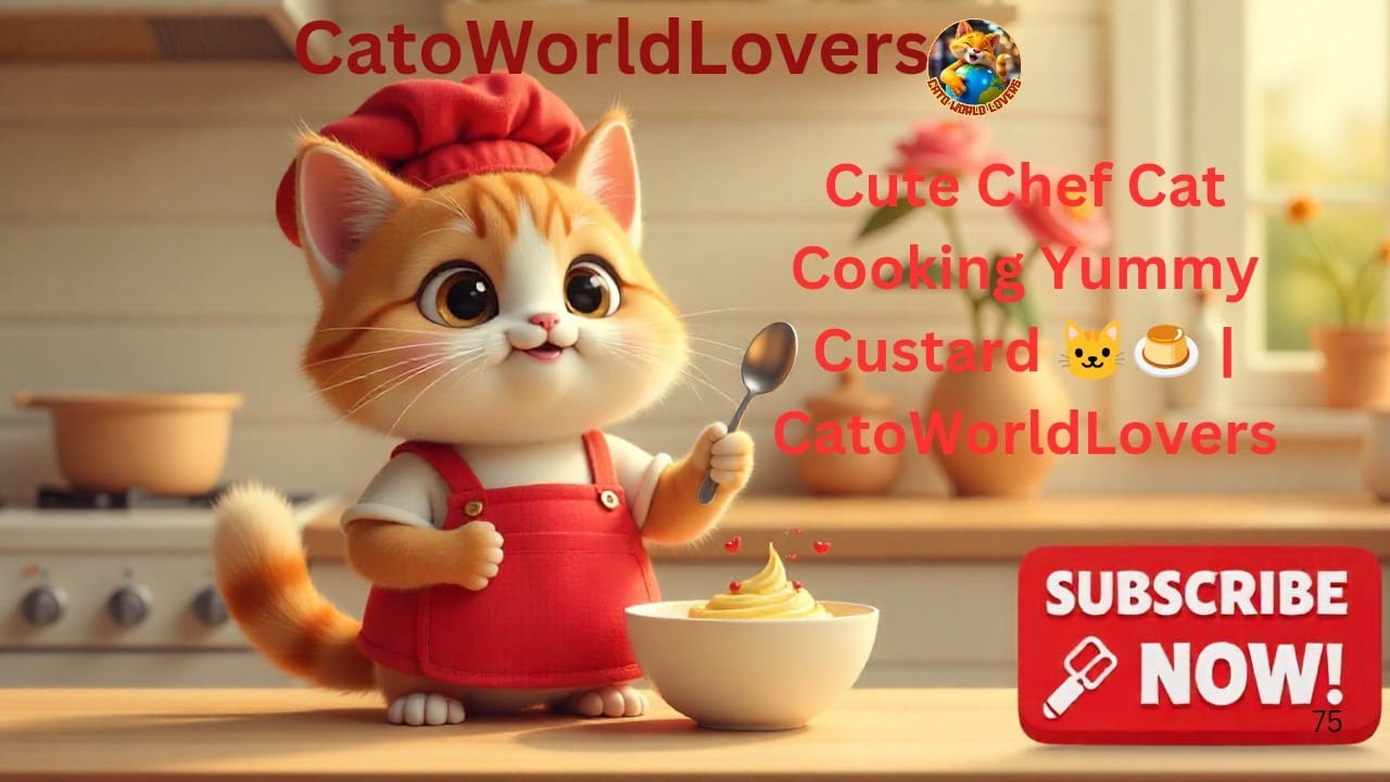 Cute Chef Cat Cooking Yummy Custard 🐱🍮 | CatoWorldLovers - YouTube