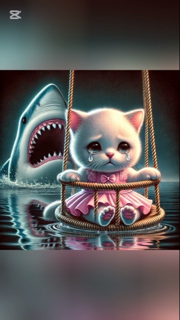 Brave Dad Cat Battles a Shark to Save His Kitten #shortsfeed #cat # ...