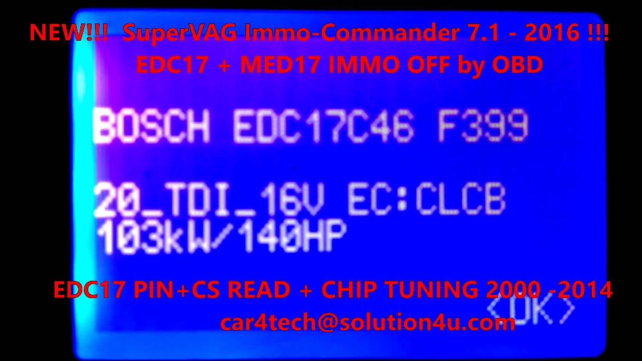 Super VAG 2016 NEW!!! EDC17C46 PIN + CS READ - YouTube