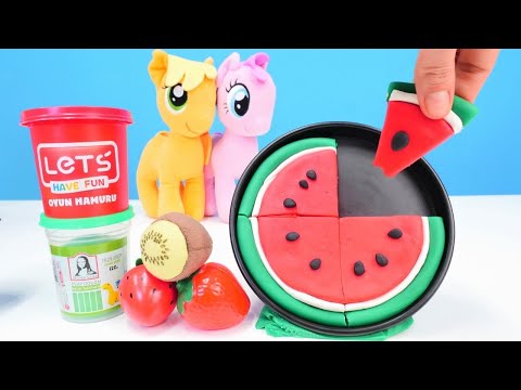 Hamur oyunları - My Little Pony oyuncakları oyun hamuru ile yemek yapıyor!