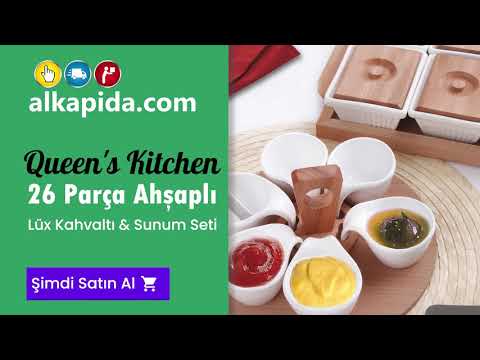 Alkapida 26 Parça Ahşaplı Lüx Kahvaltı ve Sunum Seti