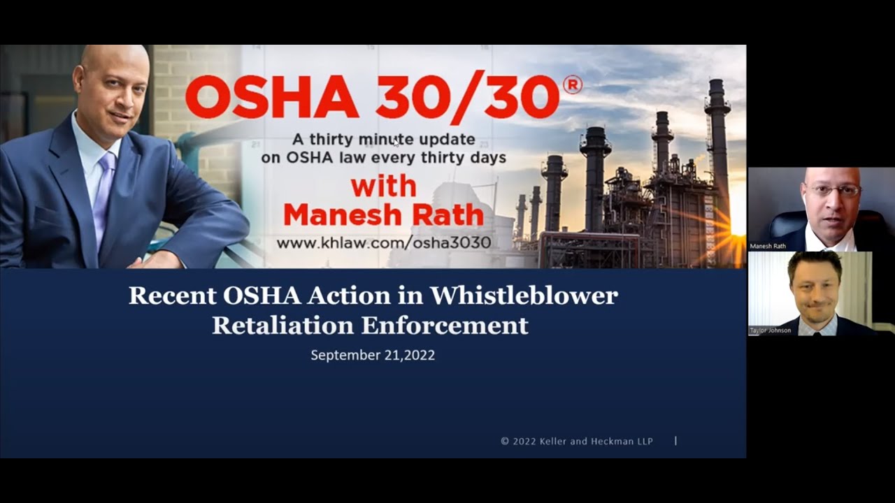 September 2022 OSHA 30/30: Recent OSHA Actions in Whistleblower ...