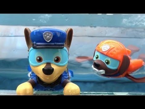 ★Paw Patrol Pool Bath Paddlin Pup Underwater Toys Chase Zuma Video ...