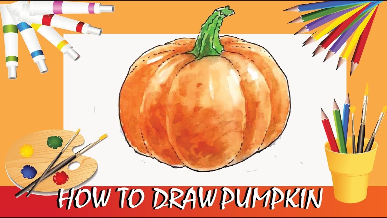 How to Draw Pumpkin Step By Step (Water Color) - YouTube