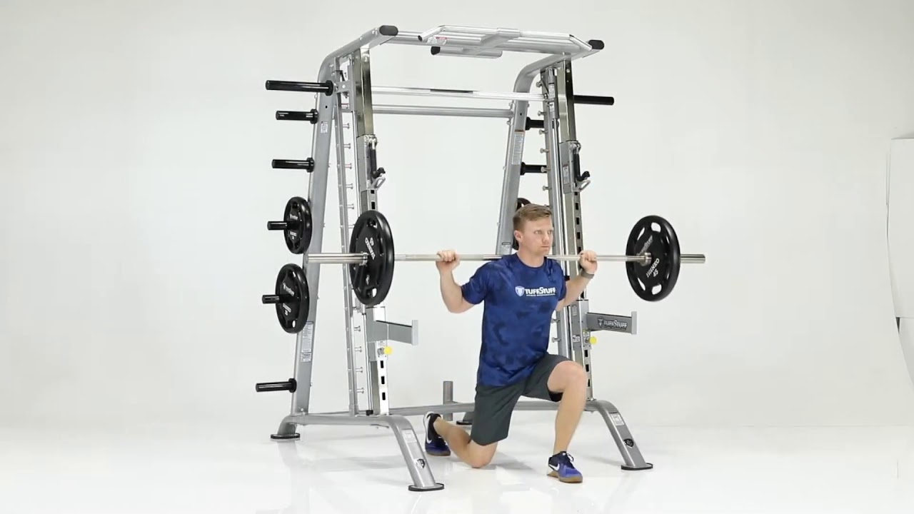 Leg Exercises - TuffStuff Smith Machine Half Cage Combo (CSM-600) - YouTube