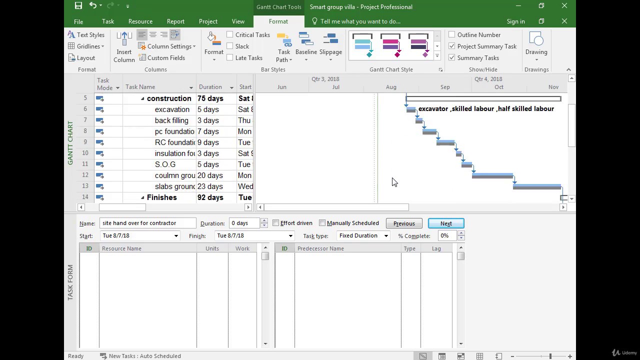 Baseline time schedule MS project 2016 - YouTube