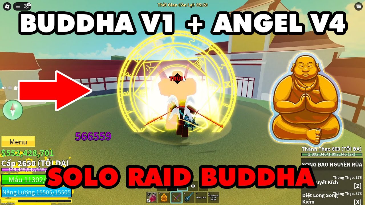 Thử Solo Raid Buddha Với Buddha V1 + Angel V4 || Blox Fruits! - YouTube