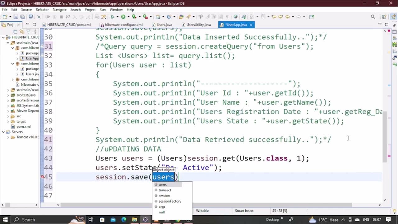 Hibernate Crud Part 7 Update Operation Youtube