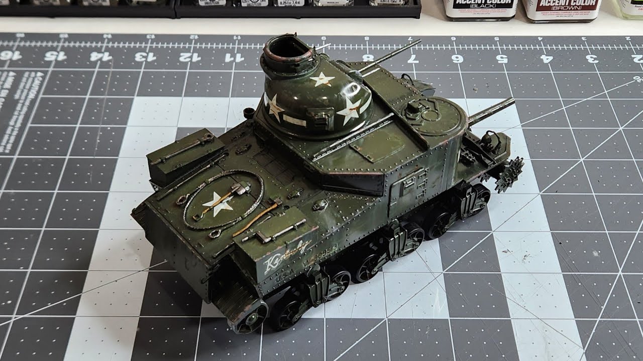 Tamiya 1/35 scale M3 Lee Video Log #19 (Wood color on tool handles ...