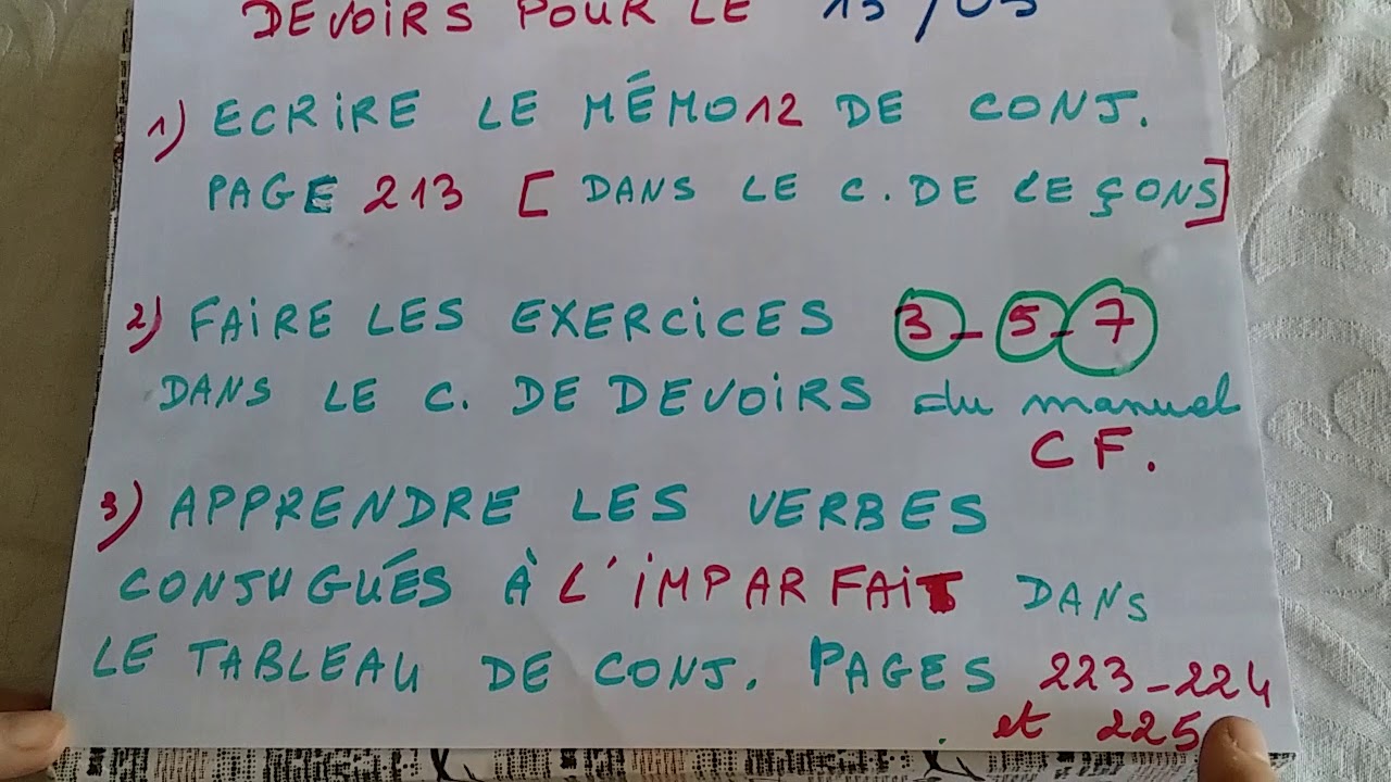 Conjugaison : L'imparfait de l indicatif ( suite des devoirs) - YouTube