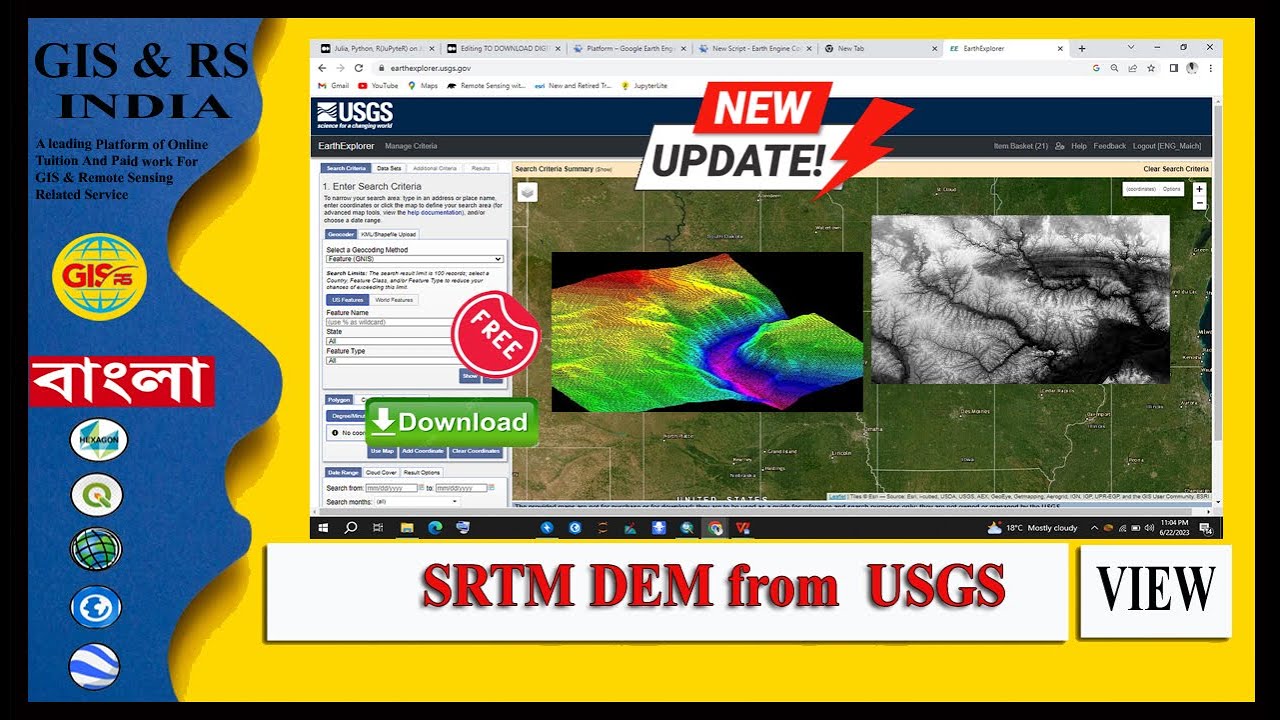 HOW TO DOWNLOAD DEM FROM USGS EARTH EXPLORER || Free DEM Download ...