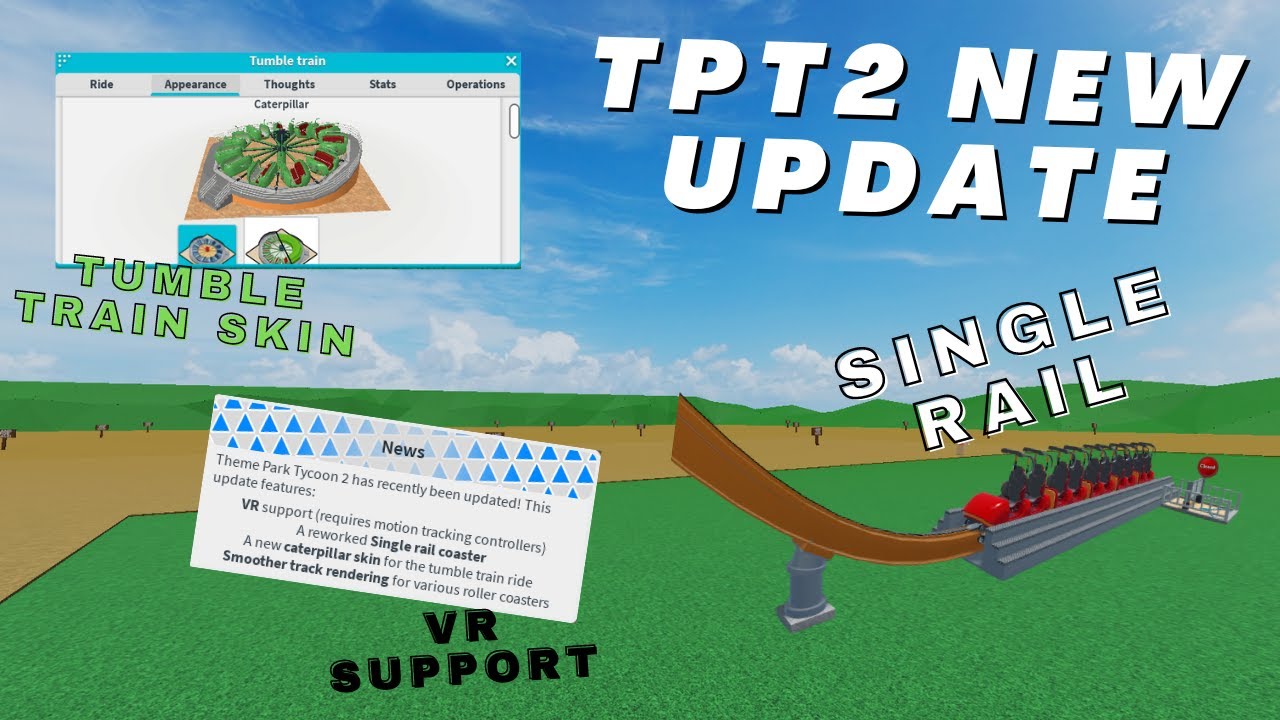 Theme Park Tycoon 2 New Update | Single Rail, Tumble Train Skin, and VR ...