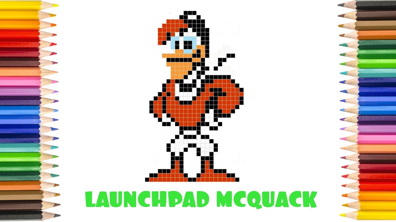 Drawing Launchpad McQuack from "Ducktales" series in pixel art. Easy ...