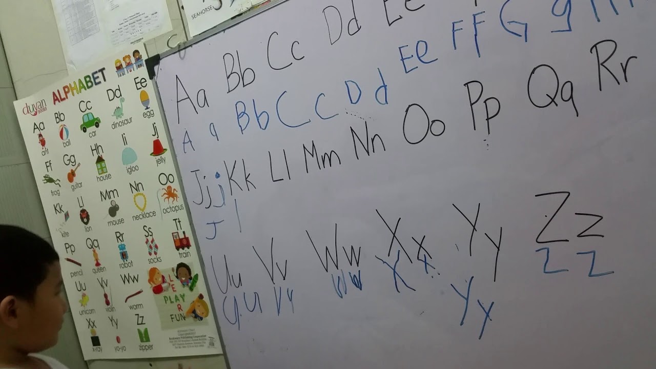 Enzo's practice to write letters - YouTube