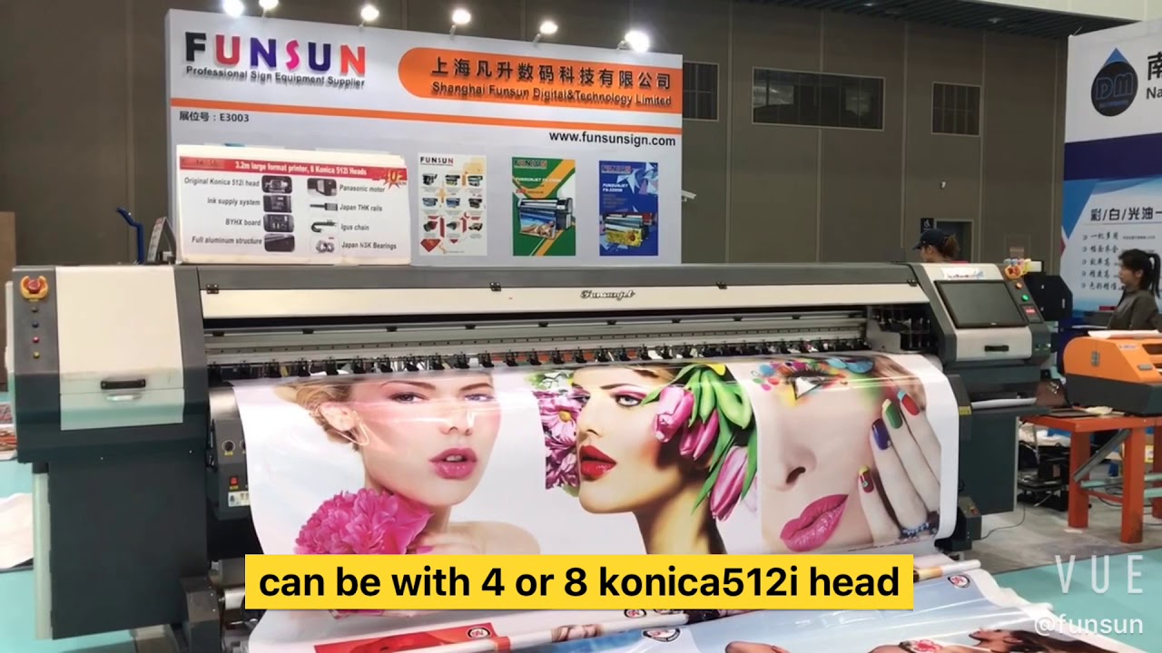 FUNSUN FS3208K flex banner solvent printer - YouTube