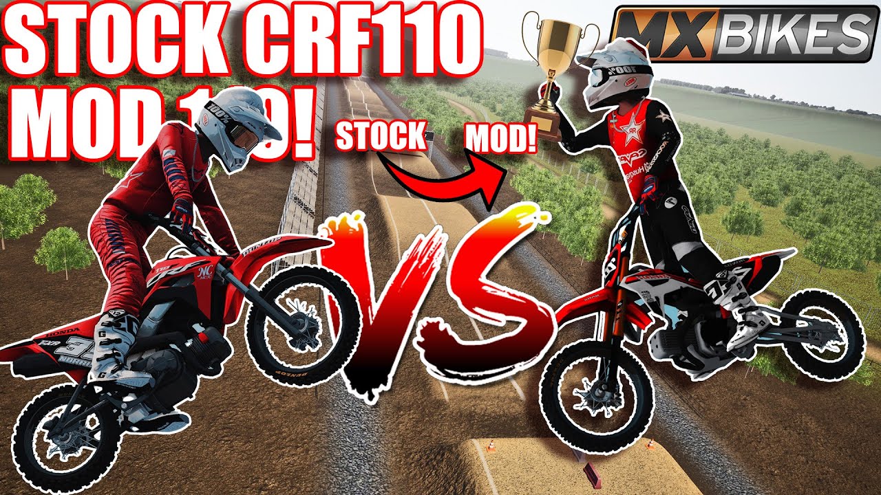 RACING THE STOCK CRF110 VS NEW MOD BIG BORE CRF110 IN MXBIKES WAS CRAZY ...