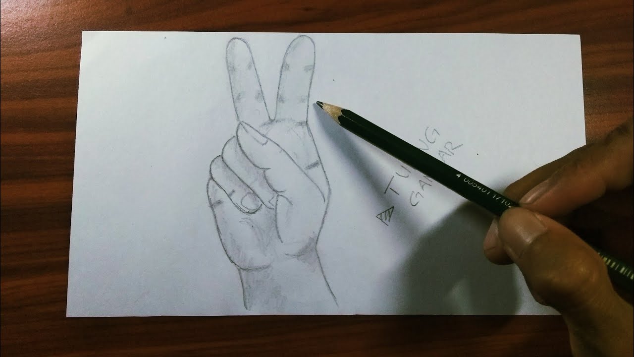 Cara menggambar tangan peace | menggambar isyarat tangan - YouTube
