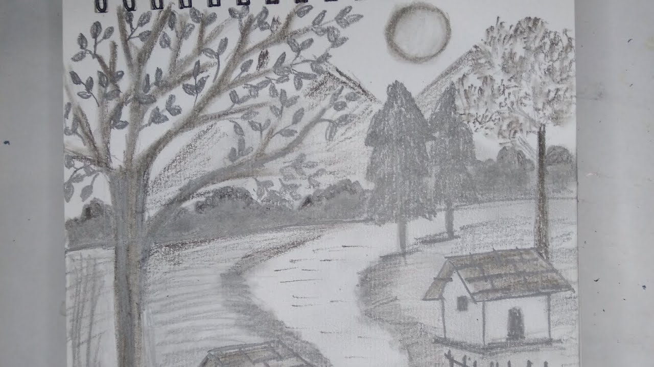 how to draw a simple beautiful scenery step by step - YouTube