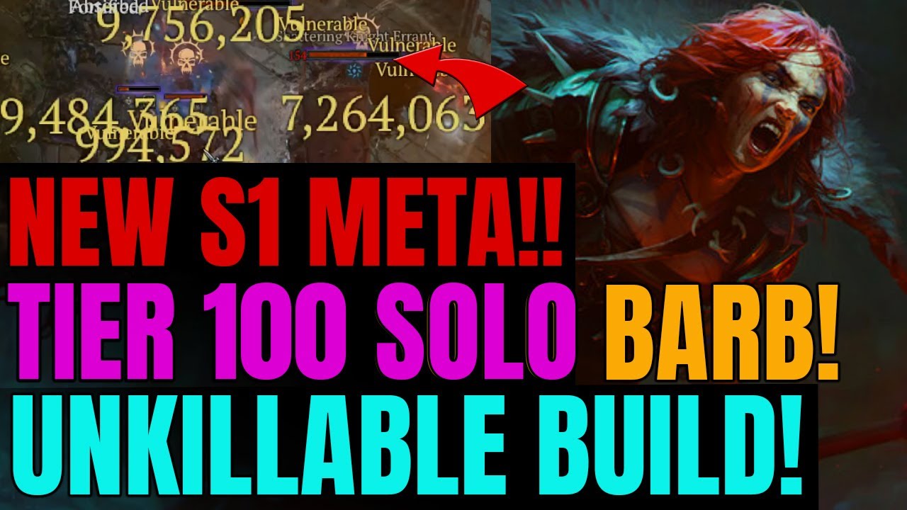 NEW Season 1 TIER 100 Nightmare SOLO CLEAR Barb TANK Build!!! | Vietnam ...