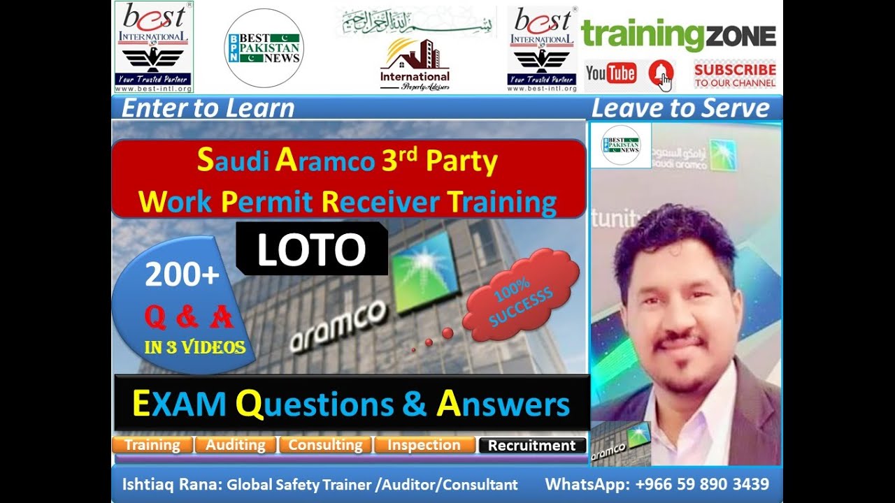 Saudi Aramco 3rd Party Work Permit Receiver (WPR) Training LOTO EXAM ...