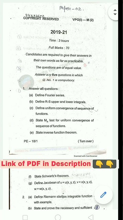 VBU HAZARIBAG / BBMKU DANBAD, REAL ANANLYSIS PAPER-2 SEM-1 MSC PG MATH(H) PREVIOUS YEAR QUESTION ...