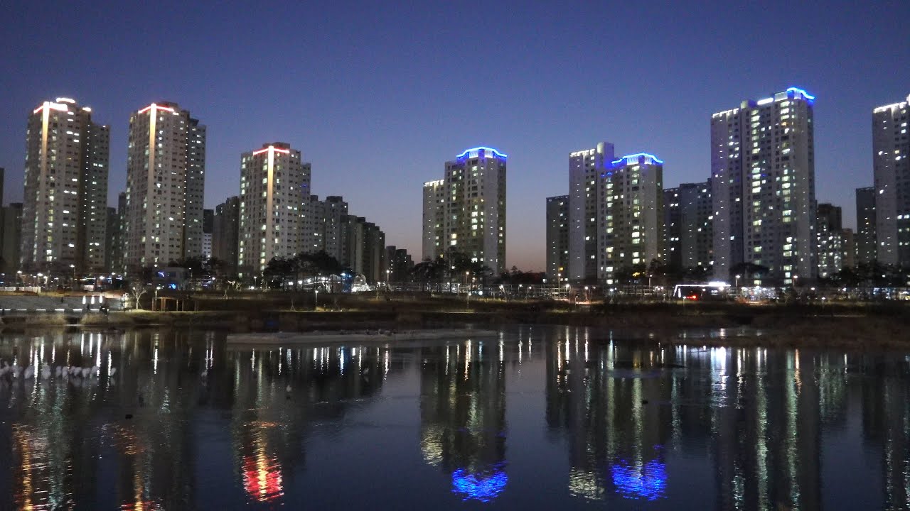 [4K Seoul Walk] 하남 미사 호수공원 Night Walking around Misa Lake Park, Hanam ...