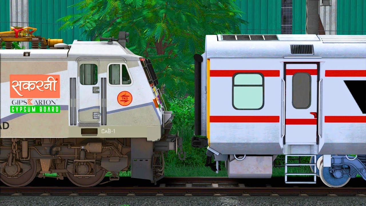 WAP7 SHUNTING LHB 3AC BEZEL LESS COACH | BUMPY RAILROAD | Train ...