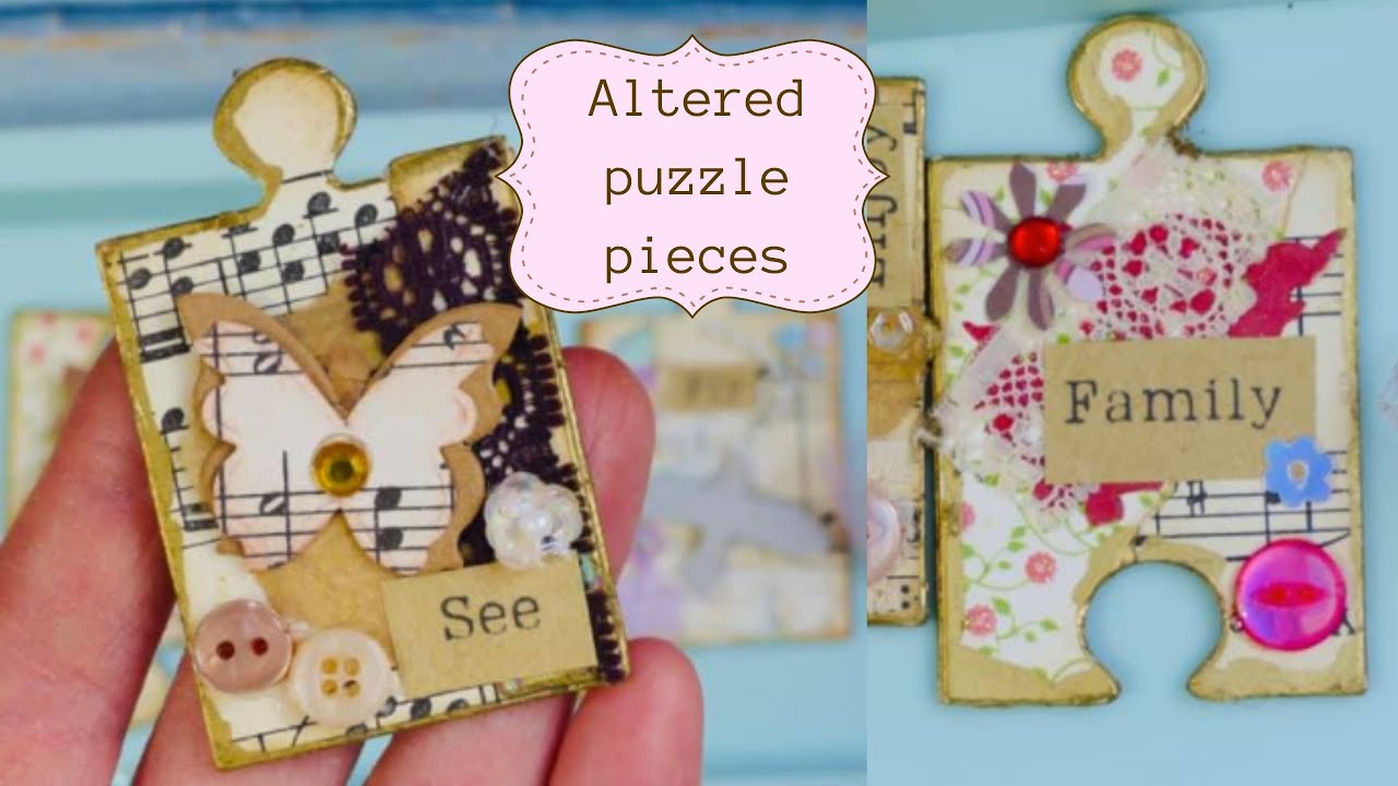 Making altered puzzle pieces for junk journals - YouTube