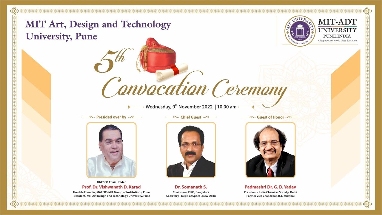 5th Convocation Ceremony of the MIT Art, Design and Technology University, Pune- Session 2 - YouTube
