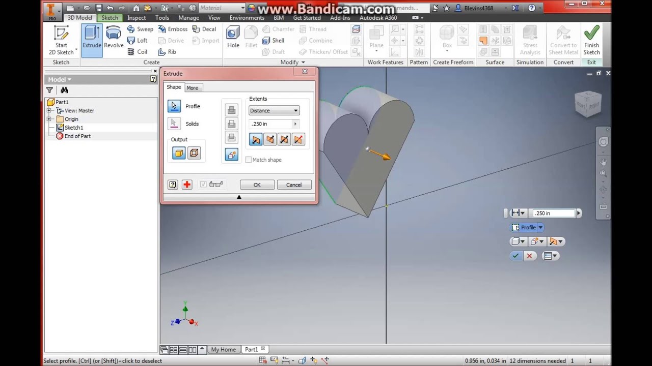 How to make a Heart in Autodesk Inventor - YouTube