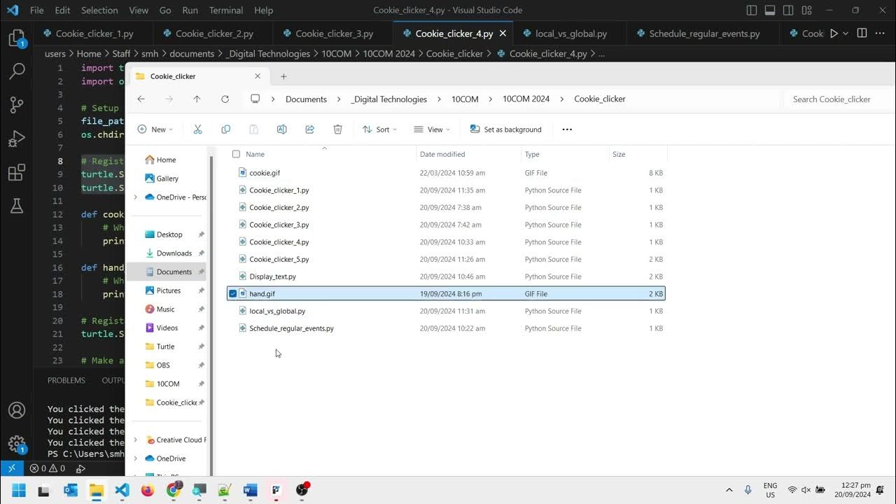 Cookie clicker in Python Turtle video 3 - multiple turtles with their own gifs and onclick ...