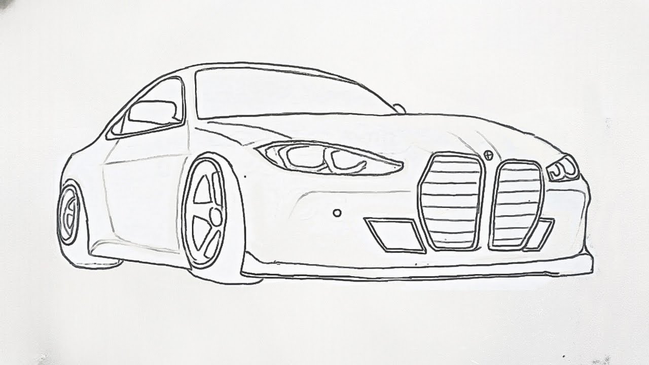 BMW M4 Competition Drawing | Easy & Realistic Car Sketch Tutorial ! 🤩💚 ...