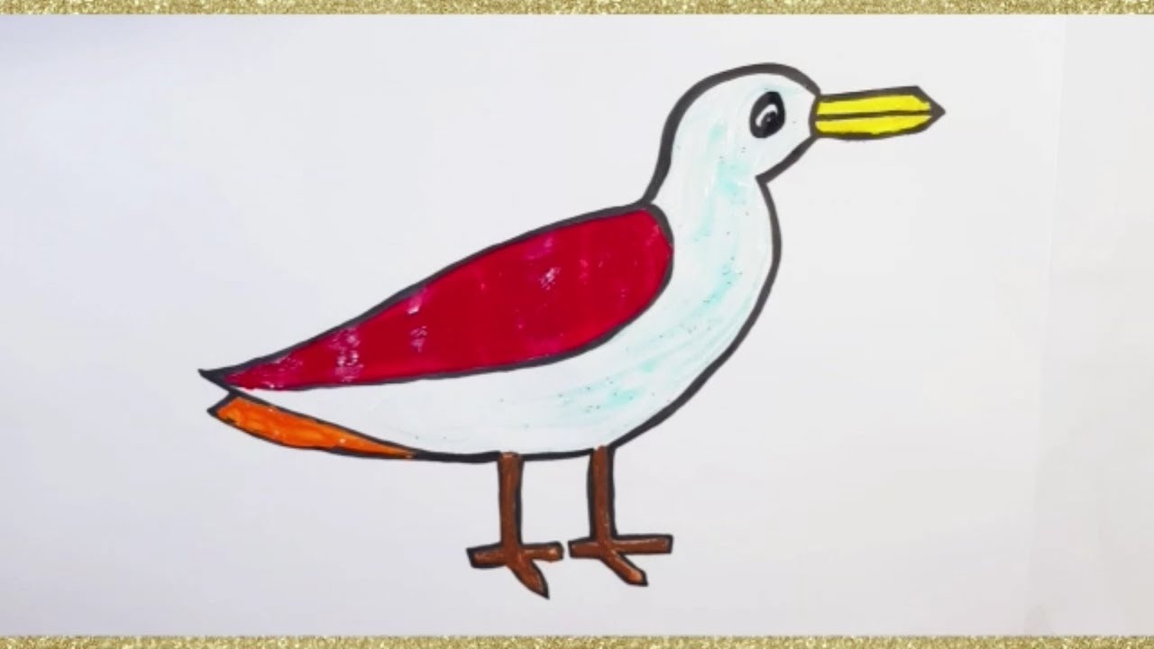 Learn how to draw beautiful Seagull | Learn paint and glitter | - YouTube