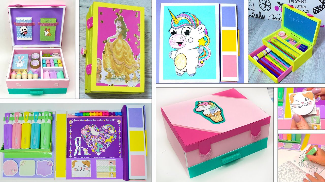 Simple cardboard ideas // How to make a pencil case and stationery ...