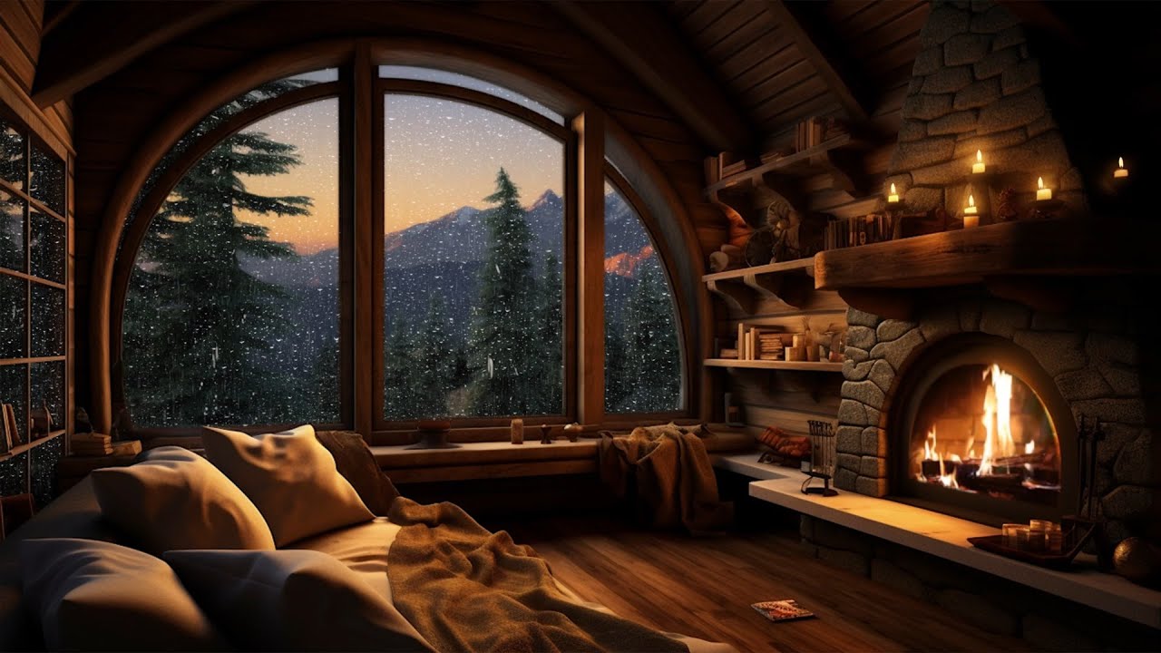 Cozy Hut Ambience - Gentle Night Rain & Fireplace for Sleep, Study and ...