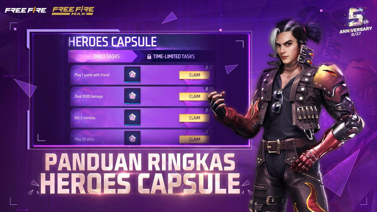 Free Fire 5th Anniversary | Tutorial Heroes Capsule | Garena Free Fire ...
