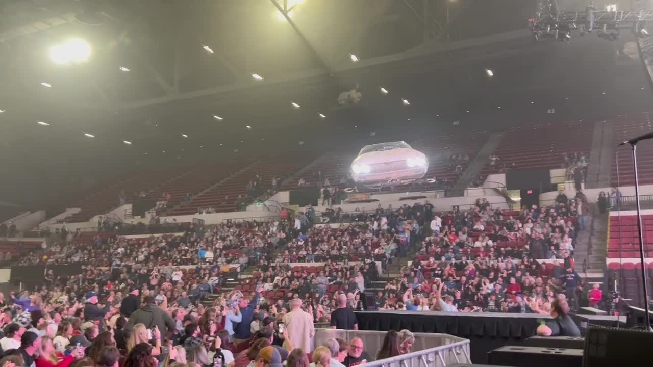 Bryan Adams car wheels through First Interstate Arena Saturday in ...