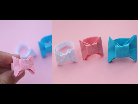 Paper Origami Ring/ how to make paper bow ring /paper ring - YouTube