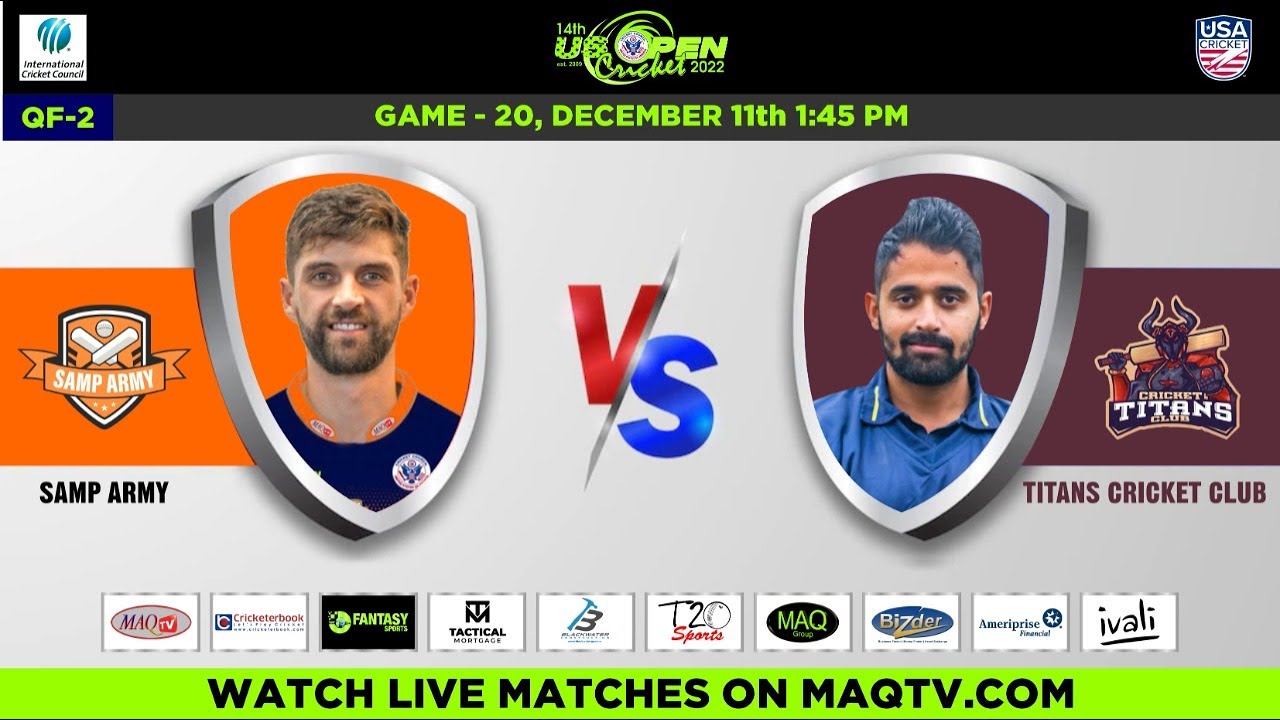 LIVE US OPEN CRICKET 2022 MATCH#20 QF2 Samp Army Vs Titans CC DAY7 ...