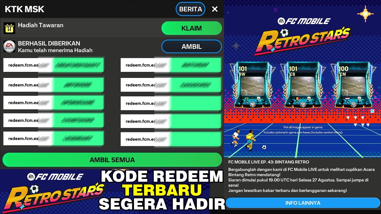 SEGERA! KODE REDEEM TERBARU FC MOBILE EVENT RETRO STARS & PAKET GRATIS ...