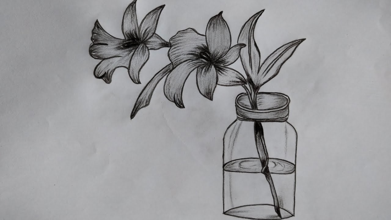 How To Draw A Flower Vase Drawing #tutorial #art #sketch - YouTube